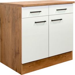 Unterschrank Flex-Well, B:80cm H:85cm T:60cm, beige, Holzwerkstoff, K&uuml;che, Schr&auml;nke, "Vintea", (B x H x T) 80 x 85 x 60 cm, f&uuml;r viel Stauraum