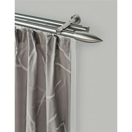 Gardinenstange Garesa, L:240cm, silber, Metall, Wohnzimmer, Gardinenstangen, "CARTOUCHE", Vorhanggarnitur, verl&auml;ngerbar, Wandmontage, edelstahl optik
