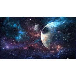 papermoon Fototapete "Planeten und Galaxie", B/L: 4m x 2,6m, Bahnen: 8 Stk., bunt, Schlafzimmer, Tapeten