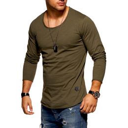 behype Herren Langarmshirt "Dust L/S", gr&uuml;n, Gr. XXXL, unifarben, 100% Baumwolle, Shirts, mit weitem Halsausschnitt
