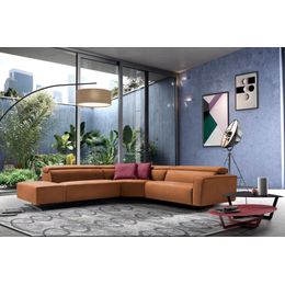 Ecksofa Egoitaliano, B:314cm H:96cm T:284cm, braun, Luxus-Micofaser Lederoptik (100% Polyester) ist ein neues technisches Gewebe mit einem visuellen