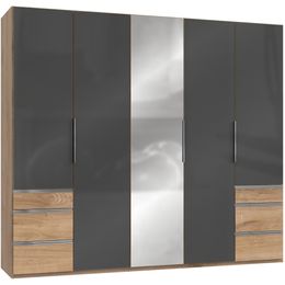 Kleiderschrank wimex, B:250cm H:216cm T:58cm, grau, Schlafzimmer, Schr&auml;nke, "Level by fresh to go", mit Glas-und Spiegelt&uuml;ren