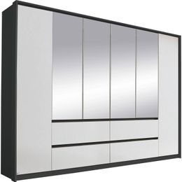 Dreht&uuml;renschrank Rauch, B:275cm H:212cm T:58cm, grau, Holzwerkstoff, Schr&auml;nke, "Mainz mit Spiegel und Passepartout", optional mit Beleuchtung,