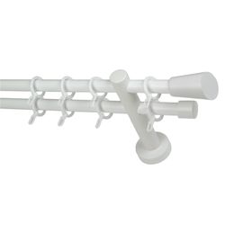 Gardinenstange Garesa, L:410cm, wei&szlig;, Wohnzimmer, Gardinenstangen, "CLASSICO MOLIS", Vorhanggarnitur, verl&auml;ngerbar, Wandmontage, Keil, mit Ringe und