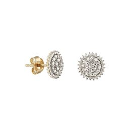 Firetti Damen Paar Ohrstecker "Schmuck Geschenk Gold 585 Ohrschmuck Blume/Bl&uuml;te", 9mm, 0,49 P2 = erkennbare Einschl&uuml;sse, Diamanten Gelbgold 585,