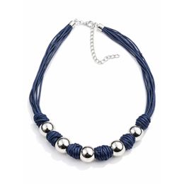 Damen Kette mit Anh&auml;nger "Fermo", blau, Basic, Collezione Alessandro, Metall, Halsketten, aus vielen B&auml;ndern geknotet