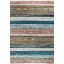 Wollteppich Theko, B:170cm H:10mm L:240cm, bunt, Wolle, Wohnzimmer, Teppiche, "Nebraska 2498", Handweb Teppich, reine Wolle, Gabbeh-Design,