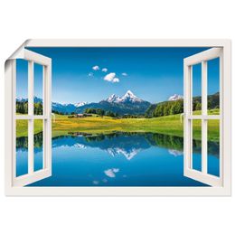 Artland "Fensterblick Alpen und Bergsee" Berge 1 Stk. tlg. als Leinwandbild, Poster in verschied. Gr&ouml;&szlig;en