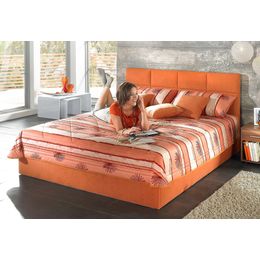 Polsterbett, B:212cm L:210cm, orange, Westfalia Schlafkomfort, Bezug Bett: Microfaser (100% Polyester);Bonnell-Federkernmatratze: 51% Polypropylen,