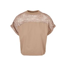 Urban Classics Damen Kurzarmshirt "Urban Classics Damen Ladies Short Oversized Lace Tee"softtaupe, Gr. 5XL, unifarben, 95% Baumwolle, 5% Elasthan,