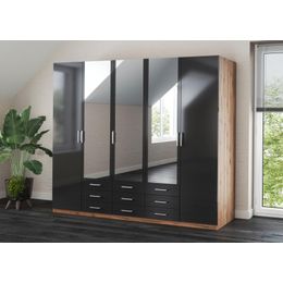 Kleiderschrank Priess, B:230cm H:193cm T:56cm, schwarz, Holzwerkstoff, Schlafzimmer, Schr&auml;nke, "Amsterdam", mit oder ohne LED-Beleuchtung