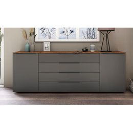 borchardt M&ouml;bel Sideboard BORCHARDT M&Ouml;BEL, B:200cm H:72cm T:35cm, grau, Spanplatte, Wohnzimmer, Sideboards, "Tom", Breite 200 cm