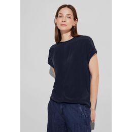 Street One Damen T-Shirt, blau, Gr. 36, unifarben, Stoff, Vorderseite: 55% Cupro, 45% Viskose; R&uuml;ckseite: 95% Viskose, 5% Elasthan, Shirts, mit