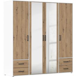 Dreht&uuml;renschrank Rauch, B:187cm H:194cm T:53cm, wei&szlig;, Holzwerkstoff, Schr&auml;nke, "Kleiderschrank Schrank Garderobe W&auml;scheschrank VOYAGER", mit modernen