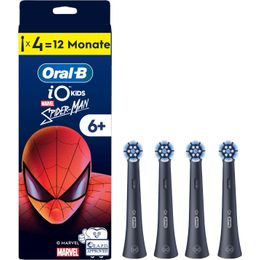 Oral-B Kinder Aufsteckb&uuml;rsten "iO Kids 6+ Marvel Spiderman", 4 Stk.schwarz, Zahnb&uuml;rstenk&ouml;pfe, Sanft zu wackeligen Z&auml;hnen & Zahnfleisch, ab 6 Jahren