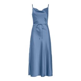 Y.A.S Damen Spaghettikleid "YASTHEA STRAP LONG DRESS S. NOOS", blau, Gr. 42, unifarben, Web, Obermaterial: 100% Polyester, Kleider, Sommerkleid