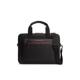 Laptoptasche Tommy Hilfiger "TH FOUNDATION COMPUTER BAG", Damen, Gr. B/H/T: 38,5cm x 28cm x 5cm, schwarz, Lederimitat, unifarben, Taschen Laptoptasche, Uniex Gesch&auml;ftstasche, Businesstasche mit Logoschriftzug