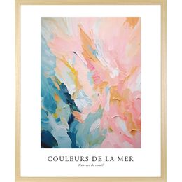 Bild mit Rahmen queence, B:50cm H:70cm T:2,5cmfarbe rahmen: braun, Holz, Papier, Plexiglas, Wohnzimmer, Bilder, "Abstrakte Kunst in Pastell",