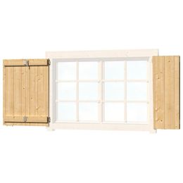 Fensterladen Lasita Maja, B:129cm H:88cm T:3cm, beige, Massivholz, Fensterl&auml;den