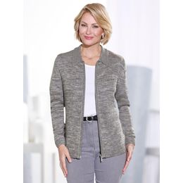 Classic Basics Damen Strickjacke, grau, Gr. 46, gemustert, mehrfarbig, meliert, 100% Polyacryl, Strickjacken