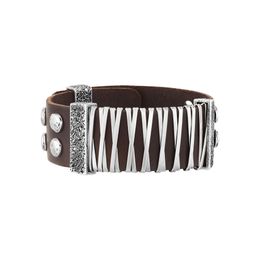 SEVEN-24 Herren Armband "Edelstahl mit braunem Leder", 24,5cm, Edelstahl, braun, Edelstahl, Armb&auml;nder