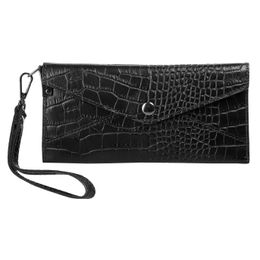 CLUTY Damen Abendtasche, schwarz, Leder, Reptilienpr&auml;gung, Taschen, echt Leder, Made in Italy