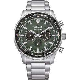 Citizen Herren Chronograph, silber, Armbanduhren, Armbanduhr, Herrenuhr, Solar, Stoppfunktion, Edelstahlarmband