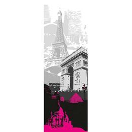 Fototapete "Paris", B/L: 1m x 2,8m, lila, ARCHITECTS PAPER, Tapeten, Grafik Tapete Stadt paris Grau Pink Panel 1,00m x 2,80m