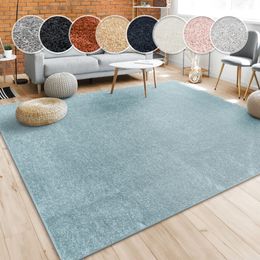 Teppich Paco Home, B:60cm H:13mm L:100cm, blau, Obermaterial: 100% Polypropylen, Wohnzimmer, Teppiche, "Porto 890", Kurzflor, Uni-Farben, ideal im
