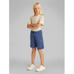 Kinder Shorts "MINI BADGE SHORTS", blau, Gr. 6, Calvin Klein Jeans, bedruckt, Sweatware, Obermaterial: 86% Baumwolle, 14% Polyester, Hosen, mit Logo