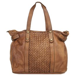 Samantha Look Damen Shopper, braun, Leder, vintage, Taschen, echt Leder, Made in Italy