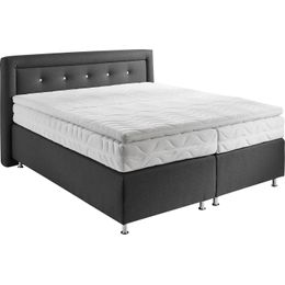 Boxspringbett, B:195cm L:210cm, grau, Westfalia Schlafkomfort, Bezug: Feinstruktur 100% Polyester, Komplettbetten, wahlweise mit Topper