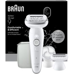Braun Damen Epilierer "Silk-&eacute;pil 9 SES9-061"wei&szlig;, silber, Epilierer, Wet & Dry, Rasieraufsatz, inkl. Trimmeraufsatz und Peelingb&uuml;rste