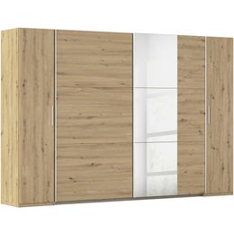 Schwebet&uuml;renschrank Rauch, B:311cm H:210cm T:59cmeiche artisan, griffleisten alu, mit 1 spiegel, Holzwerkstoff, Schr&auml;nke, "Kleiderschrank