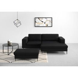 Ecksofa DOMO collection, B:244cm H:83cm T:173cm, grau, 100% Polyester, Wohnzimmer, Sofas, "Modica kompakt und elegant, Breite 244, L-Form", moderne