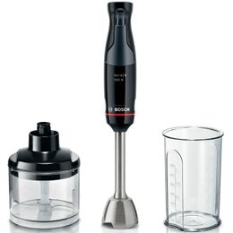 Bosch Stabmixer "ErgoMaster Serie 4 MSM4B620, 4 Klingen, Zerkleinerer, Becher, schwarz", B:5,7cm H:35,5cm T:7,8cm, schwarz, Mixer, Mixfu&szlig; Edelst.,