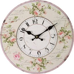 Wanduhr AMBIENTE HAUS, B:28cm H:28cm T:3,5cm, bunt, Wohnzimmer, Wanduhren, "Rosen Wanduhr 28cm"