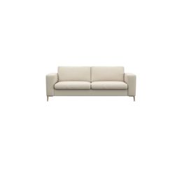 2,5-Sitzer FLEXLUX, B:196cm H:85cm T:92cm, wei&szlig;, 100% Echteder, Sofas, "Fiore, super Sitzkomfort durch Kaltschaum", breite Armlehnen, F&uuml;&szlig;e Alu+ Eiche