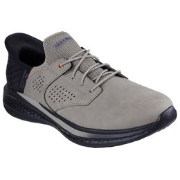 Skechers Herren Slip-On Sneaker "SLADE", Gr. 48,5, grau, Leder, Synthetik, Textil, Schuhe, Komfortschuh mit komfortablem Heel Pillow Fersenkissen