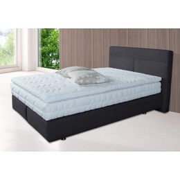 Boxspringbett, B:155cm L:212cm, grau, Westfalia Schlafkomfort, Bezug Kaltschaum-Topper: 100% Polyester, beidseitig mit Klimafaser versteppt.