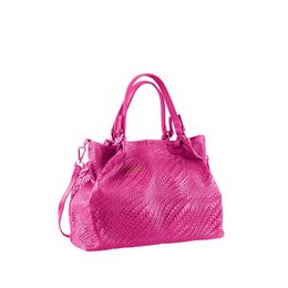 Damen Schultertasche "Italy", Collezione Alessandro, pink, Leder, Taschen, in modischer Flechtoptik