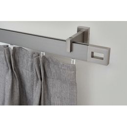 Gardinenstange Garesa, L:460cm, silber, Aluminium, Wohnzimmer, Gardinenstangen, "FLAT", Rechteckprofil, Wandmontage, perfekter Lauf, modern,