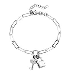 Smart Jewel Damen Armband "mit Anh&auml;nger Schloss und Schl&uuml;ssel, Silber 925", 19cm, Silber 925 (Sterlingsilber), silber, Silber 925 (Sterlingsilber),