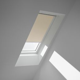 Velux Verdunklungsrollo "DKL SK08 1085SWL", SK08, stufenlos positionierbar, beige, Kinderzimmer, Rollos, wei&szlig;e F&uuml;hrungsschienen & Griffleiste