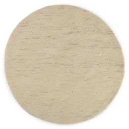 Wollteppich Theko, H:24mm &Oslash;:250cm, beige, Schurwolle, Wohnzimmer, Teppiche, "Taza Royal", echter Berber Teppich aus Marokko, reine Schurwolle,