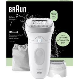 Braun Damen Epilierer "Silk-&eacute;pil 7 SE7-041"wei&szlig;, silber, Epilierer, Wet & Dry, breiter Kopf, inklusive Rasieraufsatz und Trimmeraufsatz
