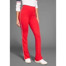 Kangaroos Damen Jazzpants, rot, Gr. 32, unifarben, unifarben mit Farbeinsatz, Jersey, Obermaterial: 95% Baumwolle, 5% Elasthan, Hosen, mit