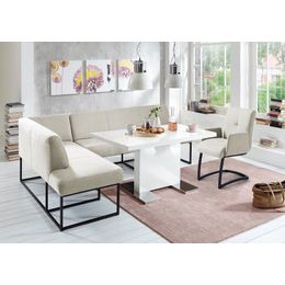 Eckbank, B:157cm H:82cm T:245cm, silber, exxpo - SOFA FASHION, Struktur: Webvelour 100% Polyester, Esszimmer, Sitzb&auml;nke, "Affogato, bequem und