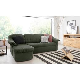 Ecksofa DOMO collection, B:238cm H:82cm T:141cm, gr&uuml;n, 100% Polyester, Wohnzimmer, Sofas, "Pegnitz, elegante R&uuml;ckensteppung, kompakte Stellma&szlig;e