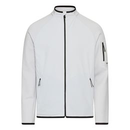 BOSS Green Damen Sweatjacke "FZ Urban Tech", grau, Gr. L, gestreift, Sweatware, Obermaterial: 39% Baumwolle, 39% Modal, 17% Polyester, 5% Elasthan,